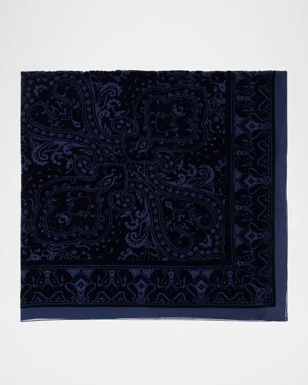 Etro Aida Flocked Paisley Shawl - B0065 Blue