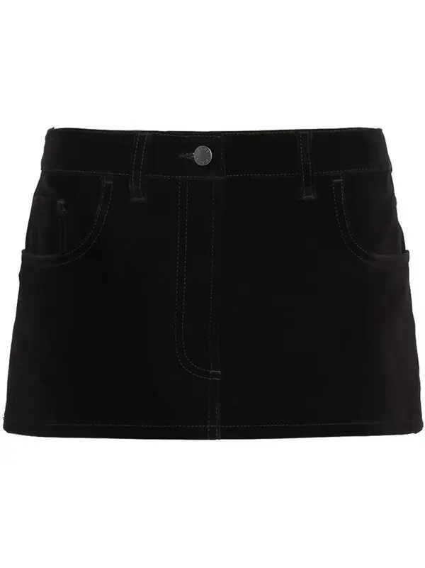 Prada Triangle-logo Velvet Miniskirt