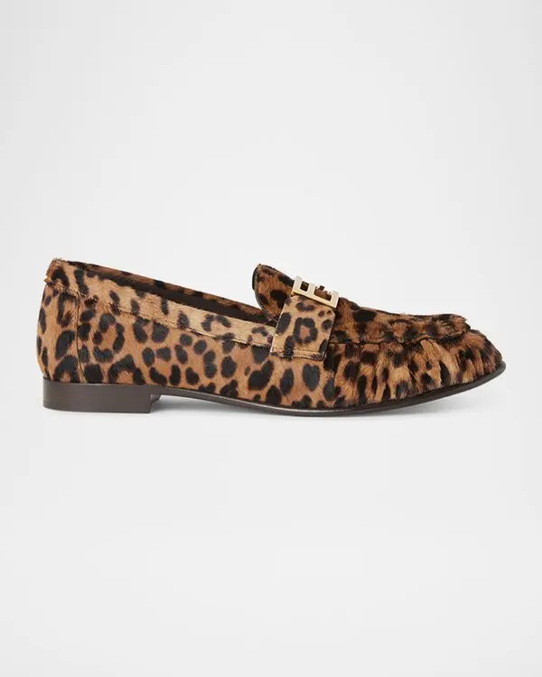 Fendi Leopard Pony Hair Baguette Loafers - Marrone Brown