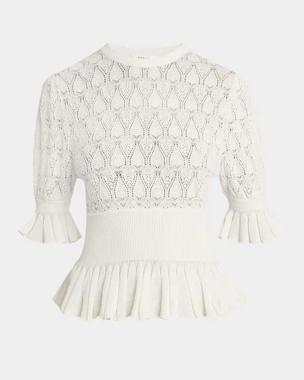 Chloé Pointelle Peplum Sweater