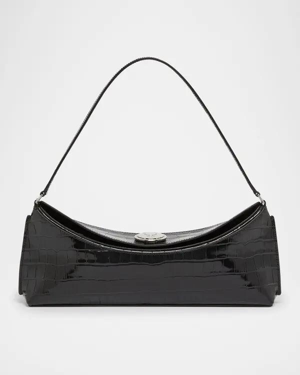 Jacquemus Le Calisson Croc-embossed Shoulder Bag - Dark Brown