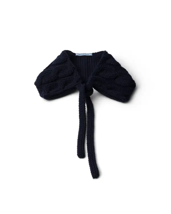 Prada Cable-knit Wool Collar - Navy