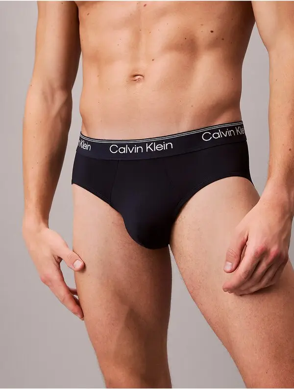 Calvin Klein Microfiber Stretch 3-pack Hip Brief - Shoreline/ Royalty/ Blue Bell