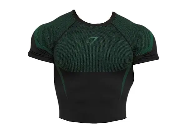 GYMSHARK Onyx 5.0 Seamless T-shirt - Black/lift Green