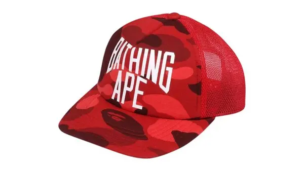BAPE Camo Nyc Logo Mesh Cap - Red
