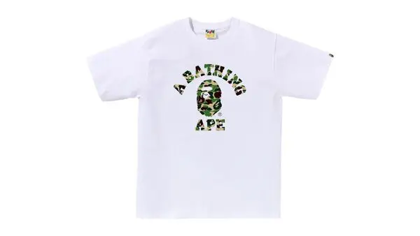 A BATHING APE Abc Camo College Tee Shirt - White/green