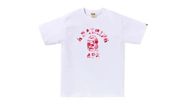 A BATHING APE Abc Camo College Tee Shirt - White/pink