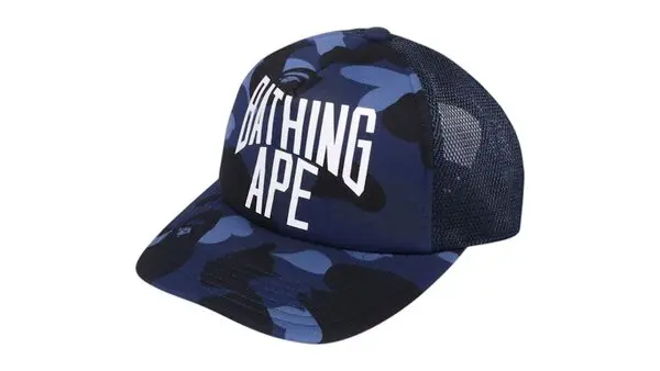 BAPE Camo Logo Mesh Cap - Navy Blue