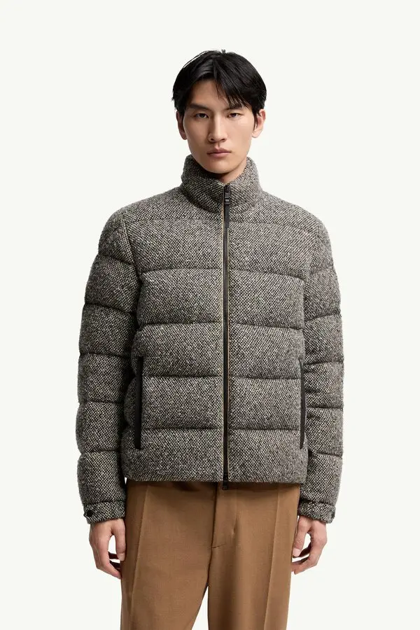 Moncler Agde Wool Blend Down Jacket - Grey