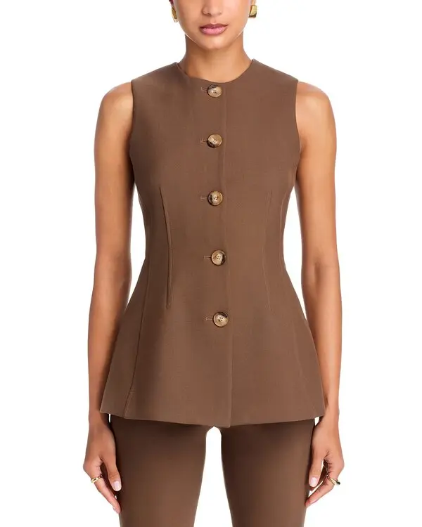 Veronica Beard Jessup Button Detailed Vest - Walnut