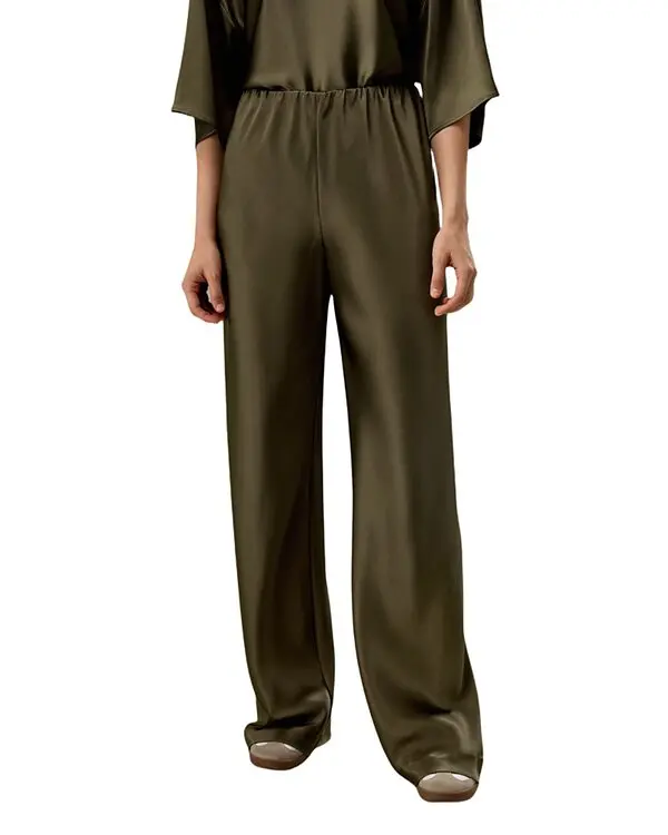 Lilysilk Full Bias Cut Silk Pants - Pine