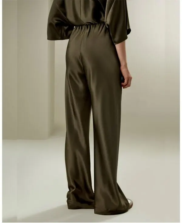 Lilysilk Full Bias Cut Silk Pants - Pine
