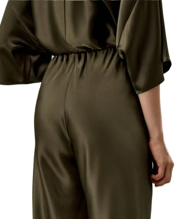 Lilysilk Full Bias Cut Silk Pants - Pine