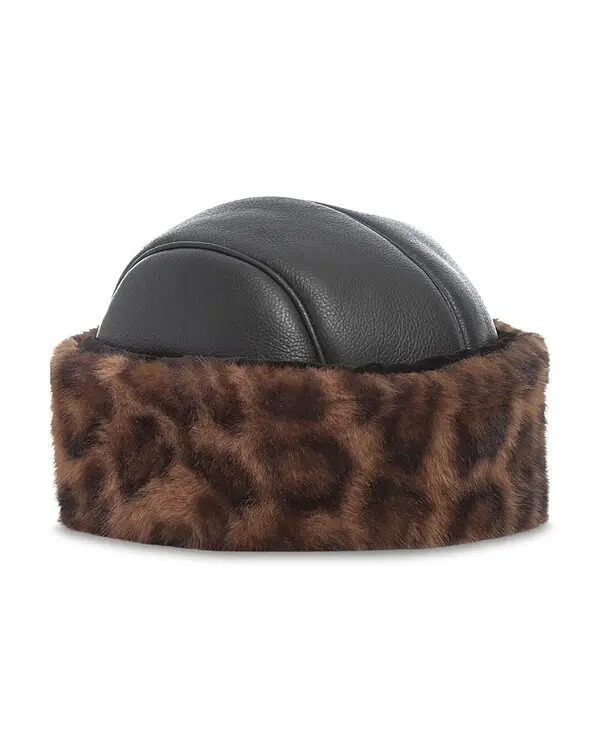 Jocelyn Faux Fur Roller Hat - Brown Multi