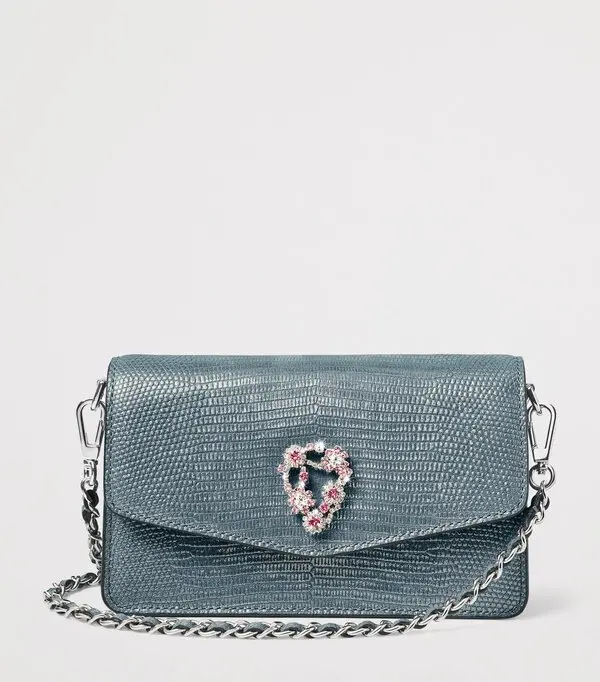 ASPINAL OF LONDON Leather Snakeskin-embossed Eliza Clutch