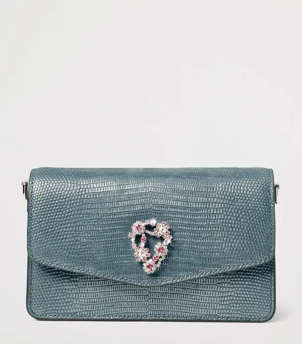 ASPINAL OF LONDON Leather Snakeskin-embossed Eliza Clutch
