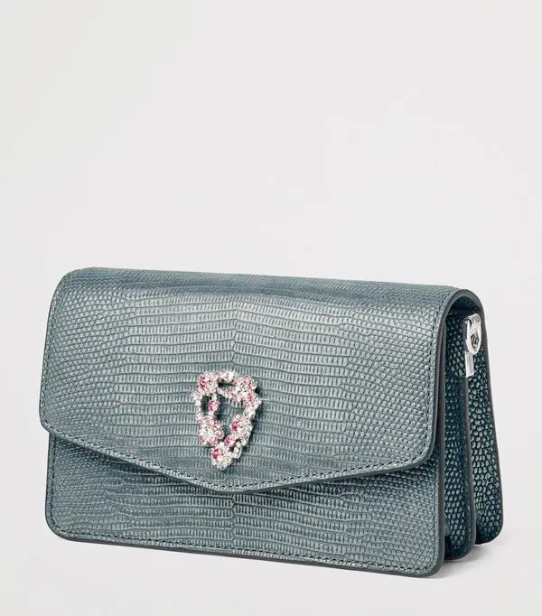 ASPINAL OF LONDON Leather Snakeskin-embossed Eliza Clutch