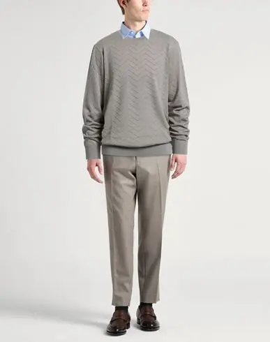 Emporio Armani Solid Crewneck Lightweight Knit Sweater - Grey