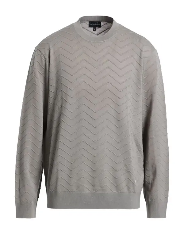 Emporio Armani Solid Crewneck Lightweight Knit Sweater - Grey