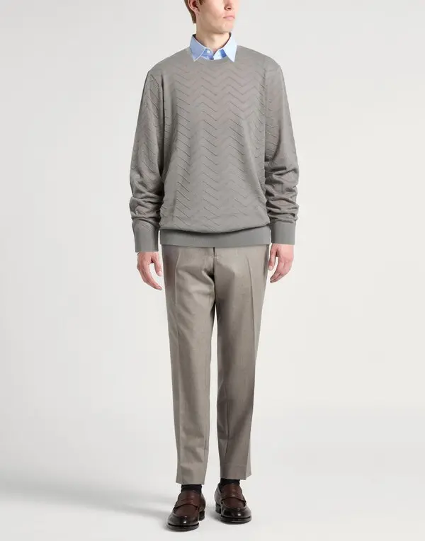Emporio Armani Solid Crewneck Lightweight Knit Sweater - Grey