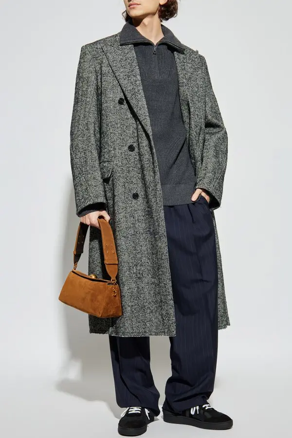 LANVIN Herringbone Pattern Coat - Grey