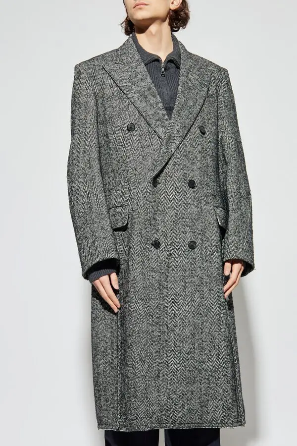 LANVIN Herringbone Pattern Coat - Grey