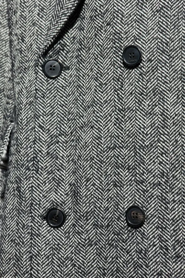 LANVIN Herringbone Pattern Coat - Grey