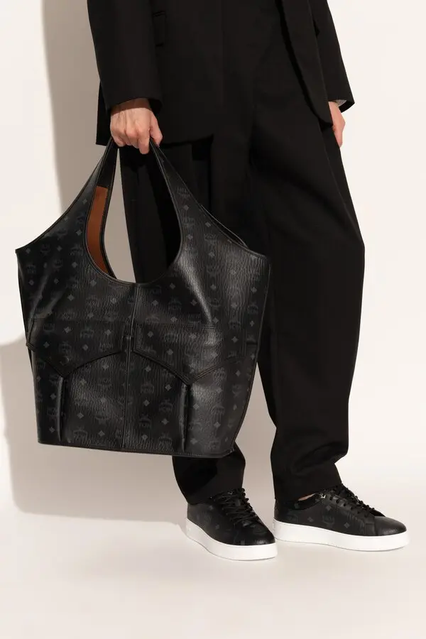 Mcm Monogram Shopper Bag - Black
