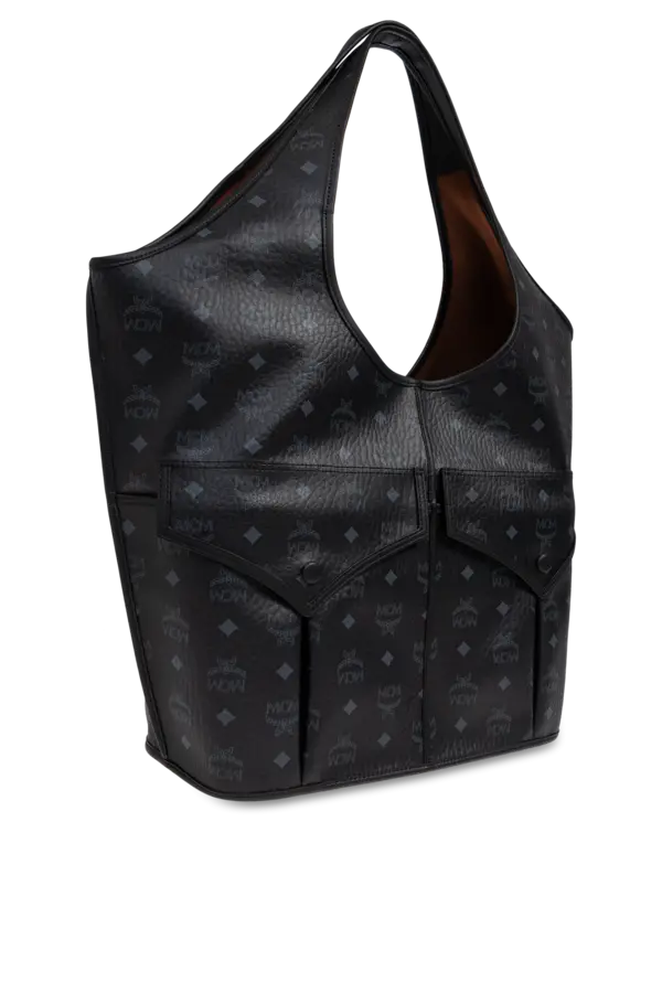 Mcm Monogram Shopper Bag - Black