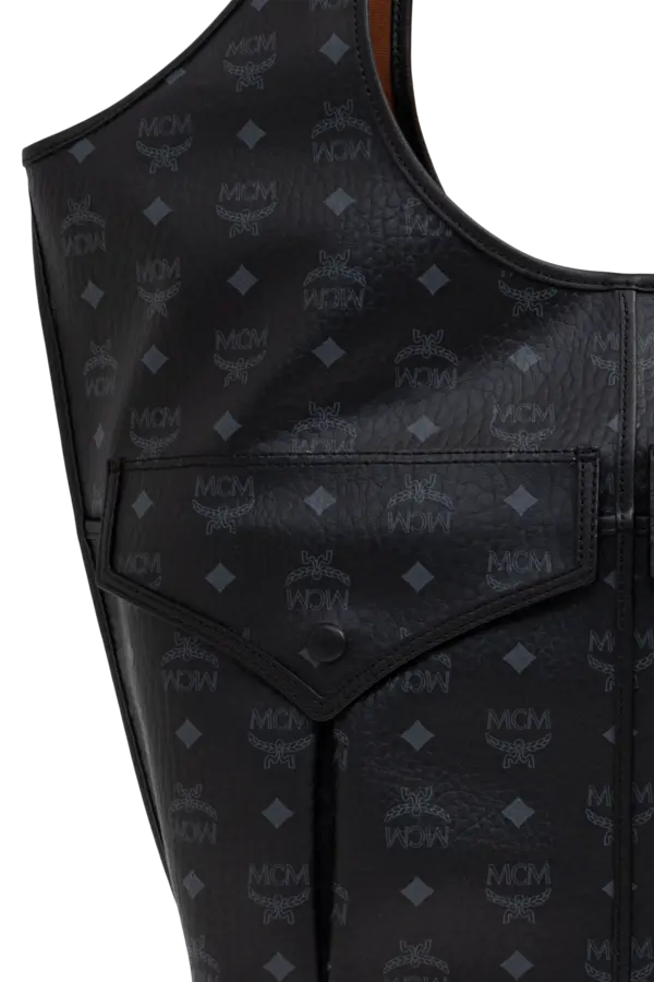 Mcm Monogram Shopper Bag - Black