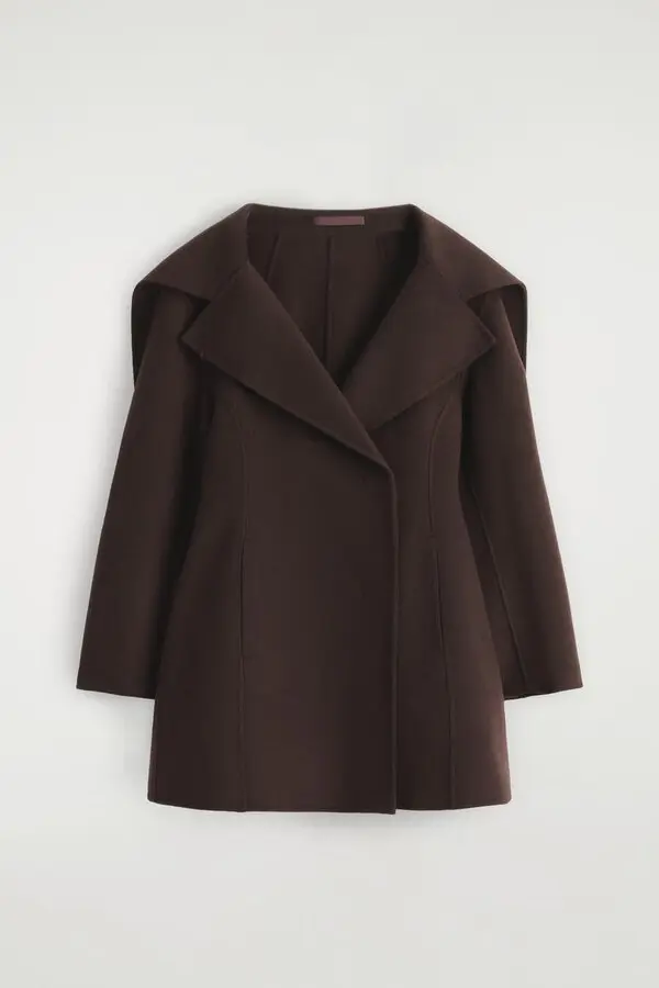 Cos Sculpted Double-faced Wool Short Coat - Brown