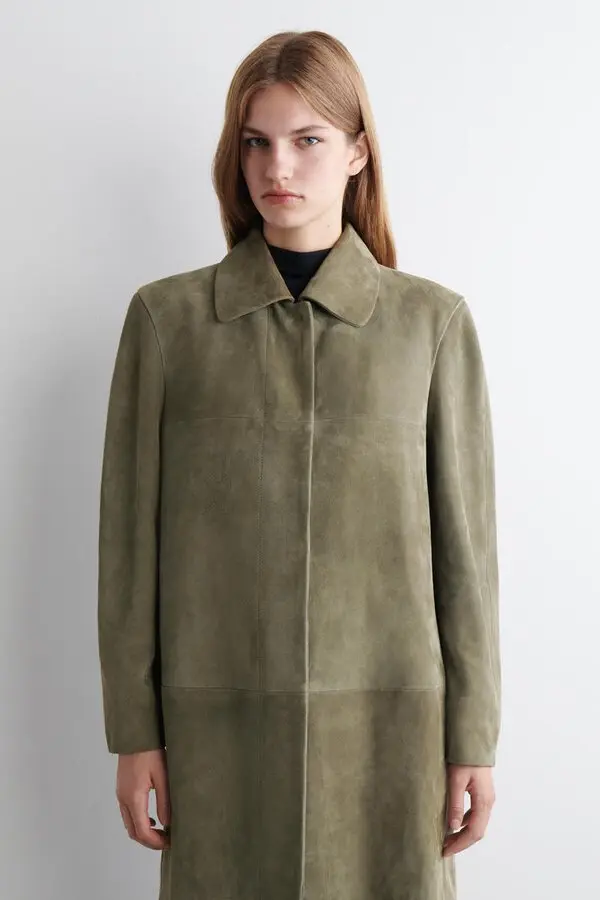Cos Collared Suede Long Coat