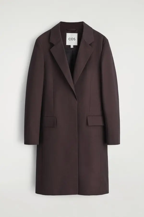 Cos Tailored Cotton Long Coat - Red