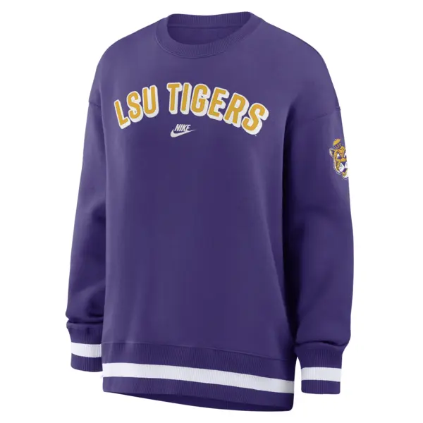Nike Lsu Legacy Phoenix College Oversized Pullover Crew - Purple