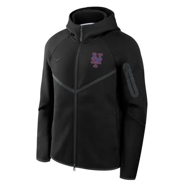 Nike New York Mets Tech Fleece Windrunner Mlb Full-zip Hooded Jacket - Black
