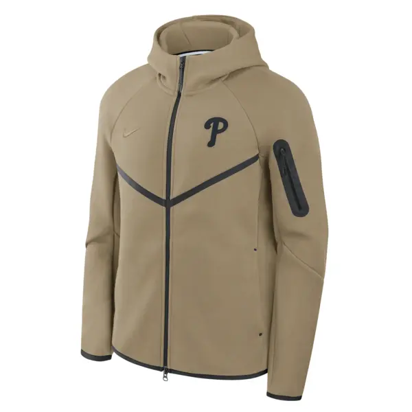 Nike Philadelphia Phillies Tech Fleece Windrunner Mlb Full-zip Hooded Jacket - Brown