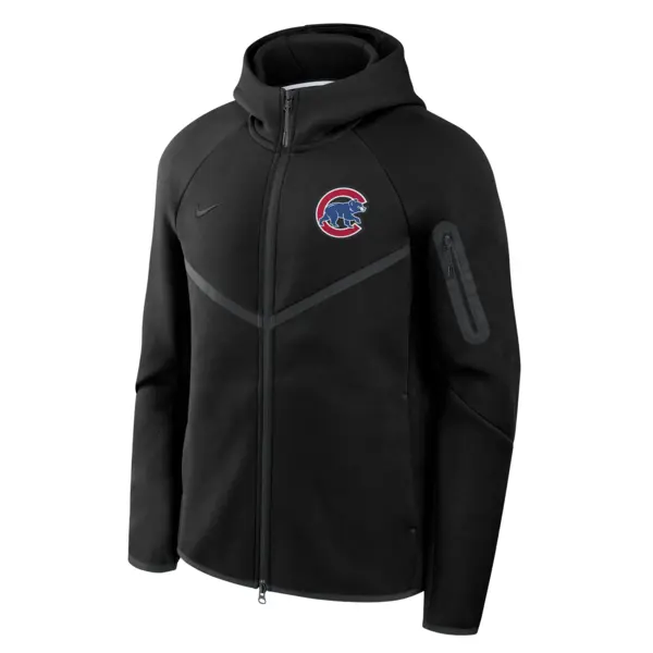 Nike Chicago Cubs Tech Fleece Windrunner Mlb Full-zip Hooded Jacket - Black