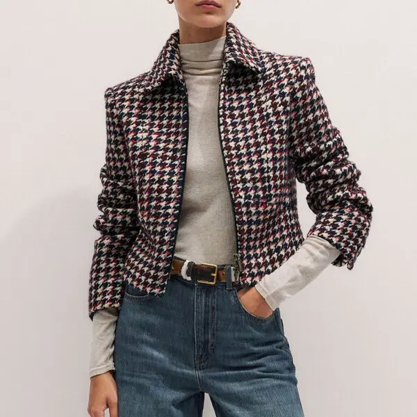 ME+EM Houndstooth Cropped Jacket