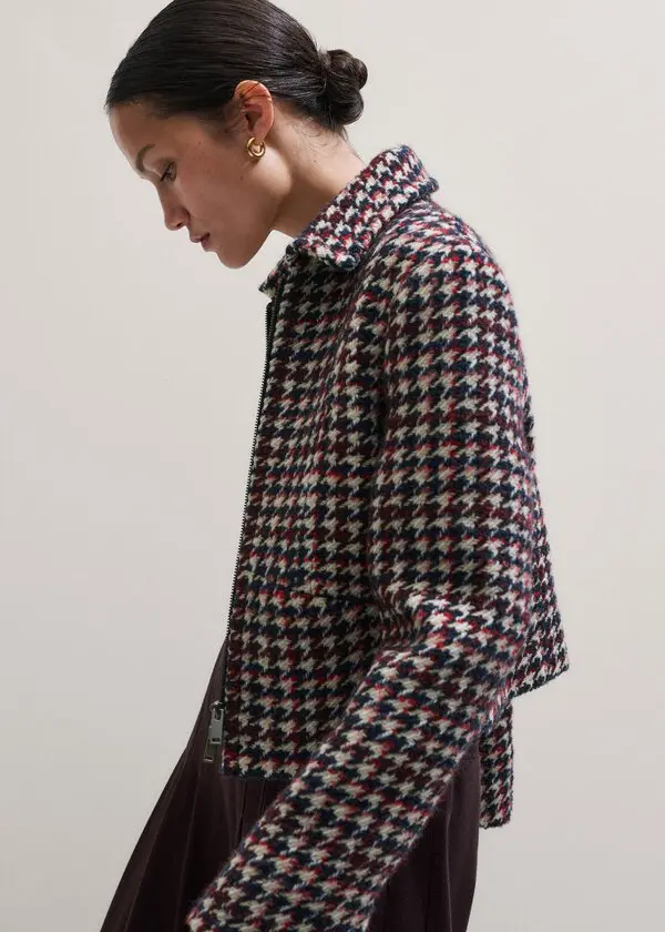 ME+EM Houndstooth Cropped Jacket