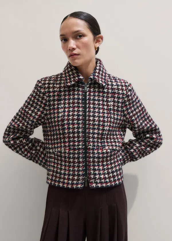 ME+EM Houndstooth Cropped Jacket