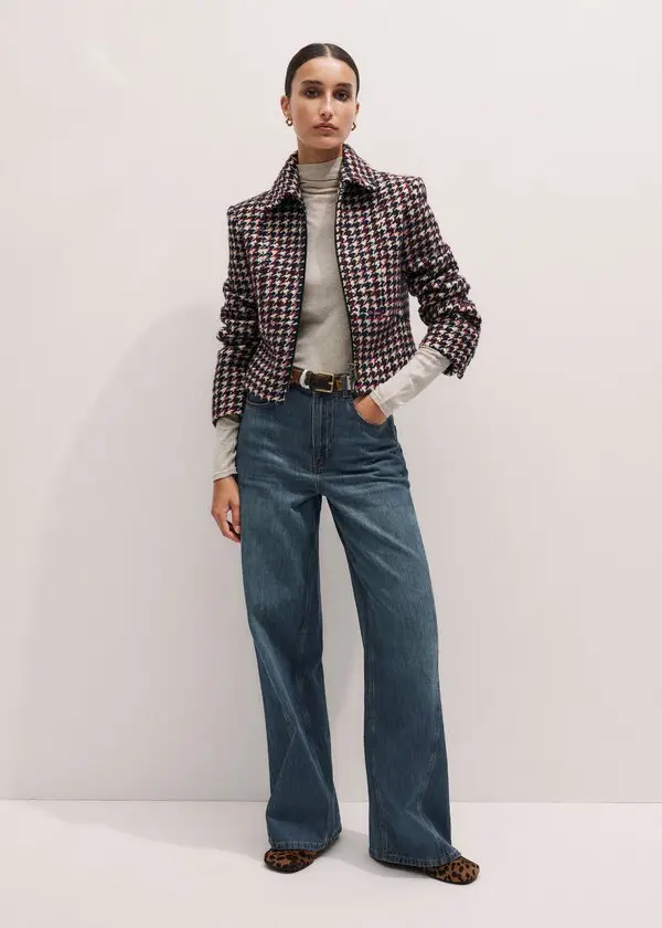 ME+EM Houndstooth Cropped Jacket