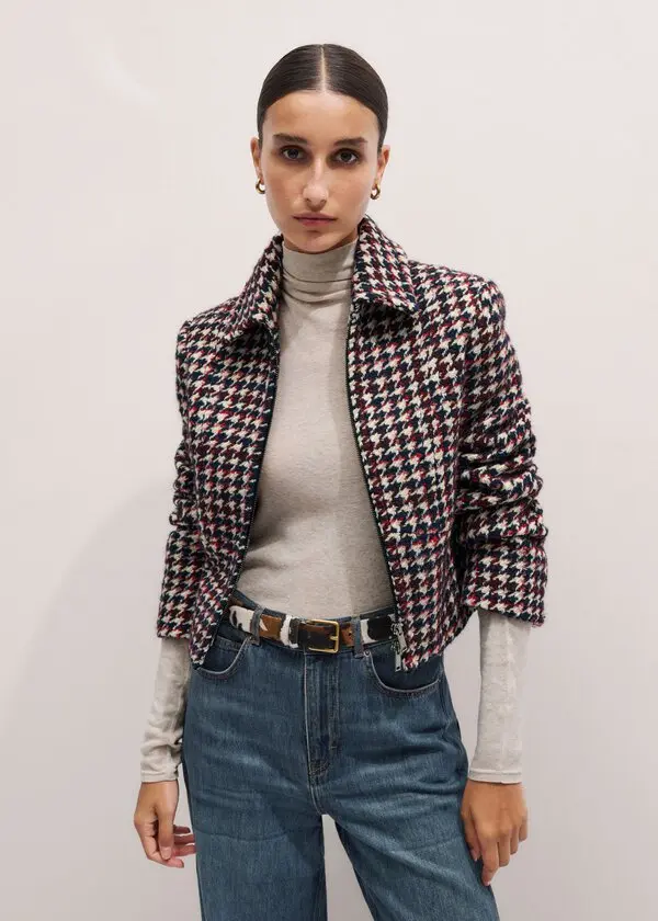 ME+EM Houndstooth Cropped Jacket