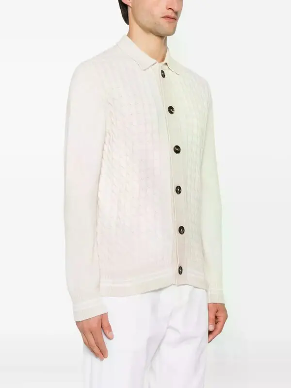 Eleventy Cable Knit Collared Cardigan