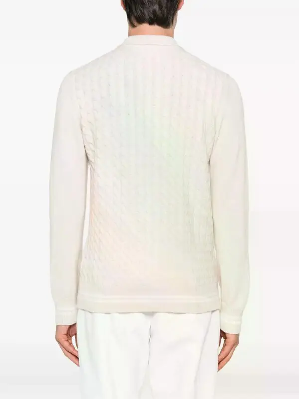 Eleventy Cable Knit Collared Cardigan