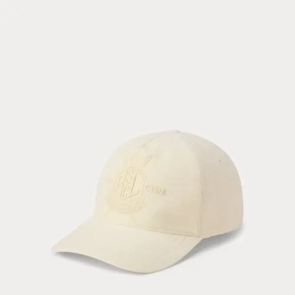 Ralph Lauren Embroidered Cashmere Melton Ball Cap - Classic Cream