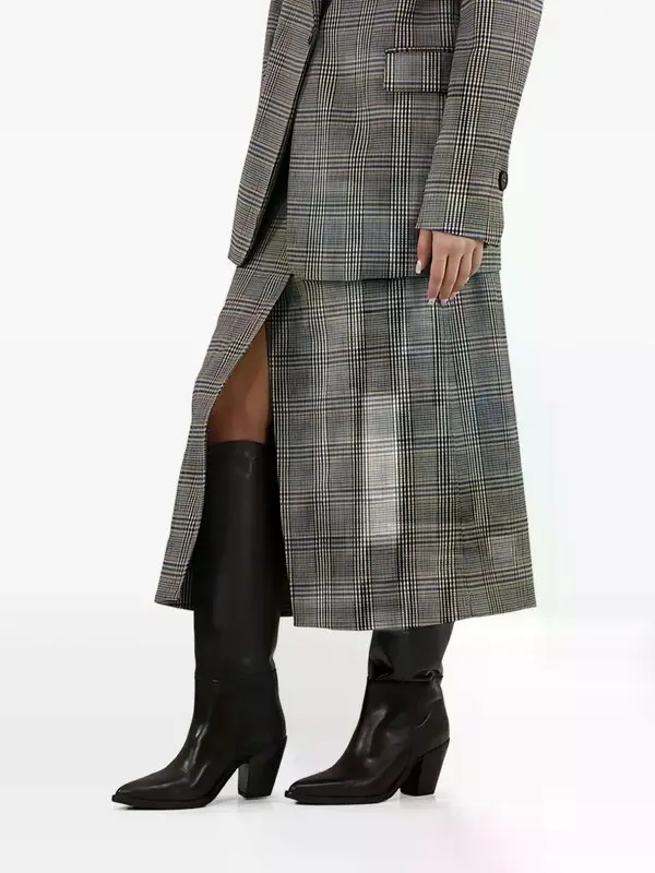 MERCI Checked Midi Skirt