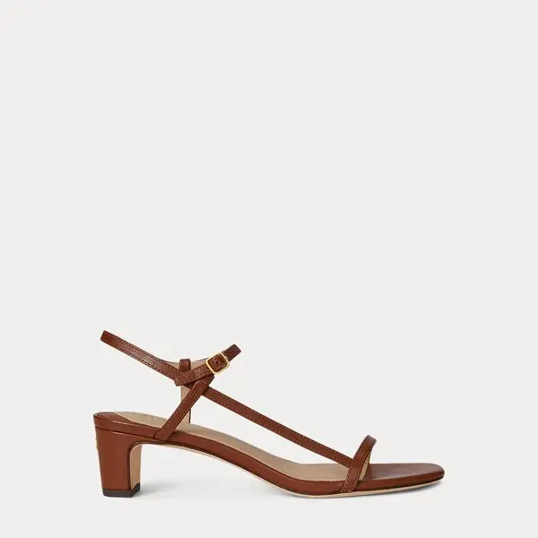 Ralph Lauren Lainee Nappa Leather Mid-heel Sandal - Lauren Tan