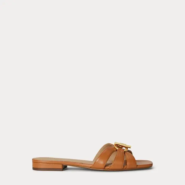Ralph Lauren Blaike Nappa Leather Slide Sandal - Classic Caramel