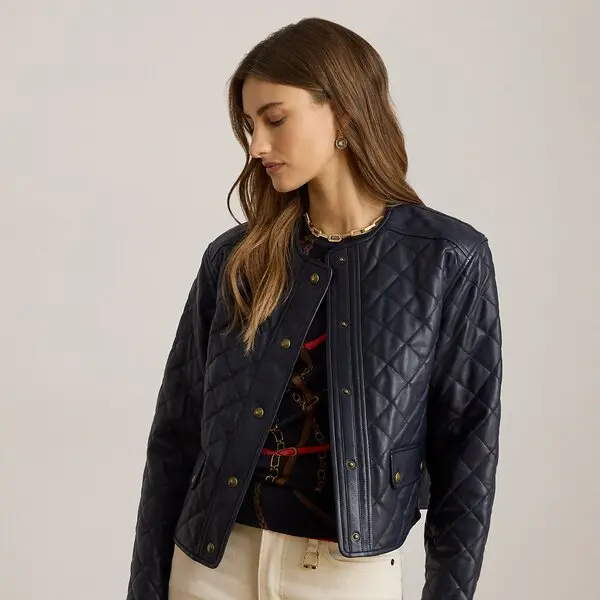Ralph Lauren Diamond-quilted Lambskin Cropped Jacket