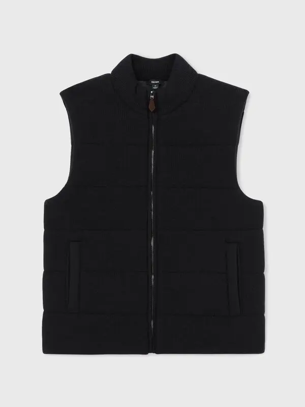 REISS Otley Rib-knit Zip-through Gilet - Navy